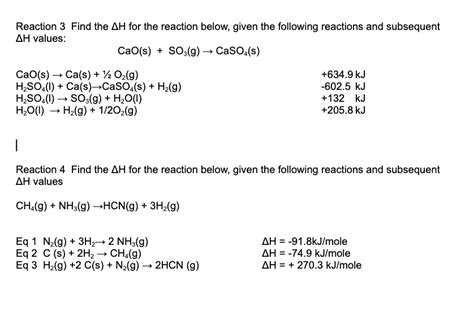 Solved Reaction Find the ΔH for the reaction below given Chegg