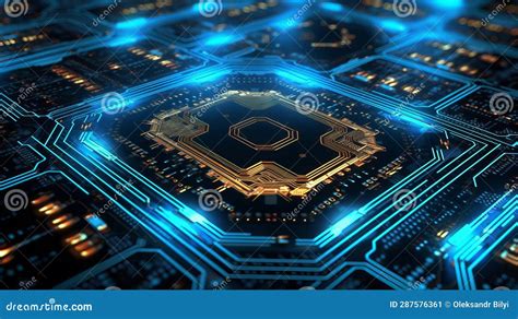 Quantum Computing With Futuristic Design Stock Illustration