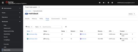 monitor openshift clusters with metricbeat and elasticsearch ibm
