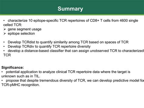 Predictive Features Of Tcr Repertoire Pptx