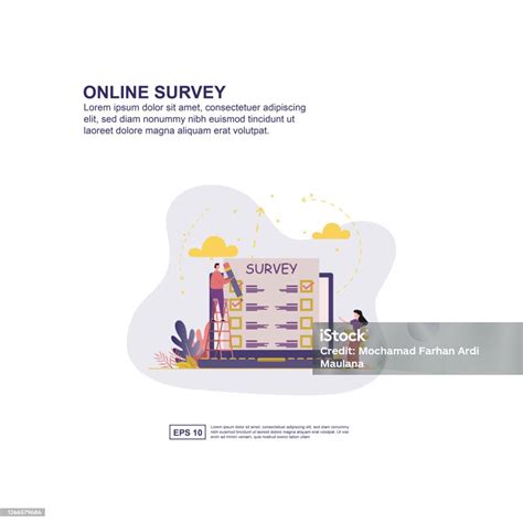 온라인 설문조사 컨셉 벡터 일러스트레이션 플랫 디자인 프레젠테이션 소셜 미디어 프로모션 배너 등 개념에 대한 스톡 벡터 아트 및