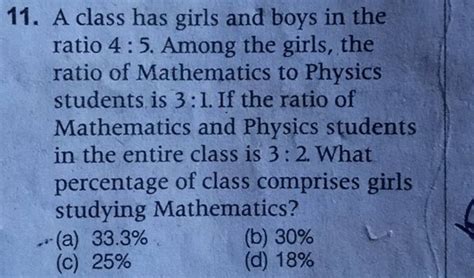 A Class Has Girls And Babes In The Ratio Among The Girls The Ratio
