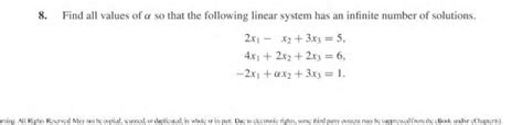 Solved Find all values of α so that the following linear Chegg