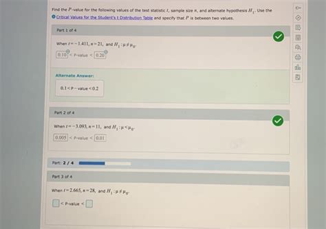 Solved Find The P Value For The Following Values Of The Test Chegg