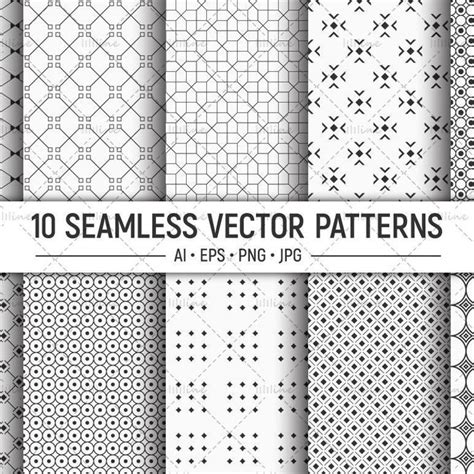 10 Seamless Geometric Vector Patterns