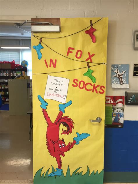 Fox In Socks Classroom Door Dr Seuss Preschool Activities School