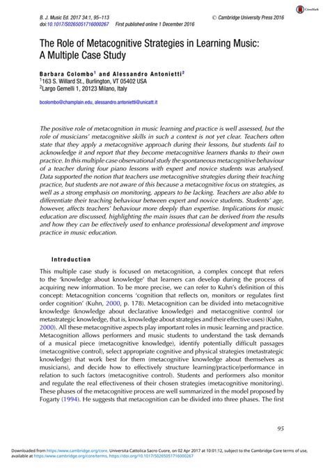 Unlocking The Power Of Metacognition In Music Learning