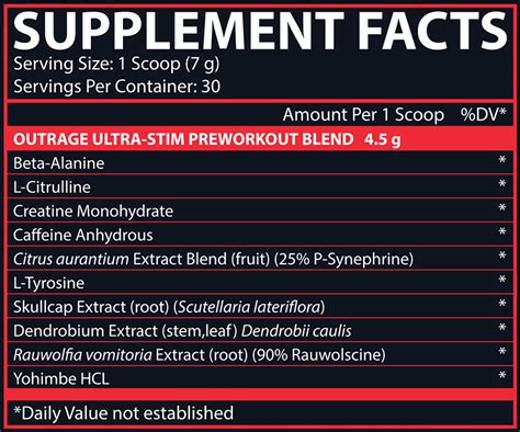 Outrage High Stim Pre Workout