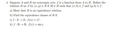 Solved 4 Suppose A And B Are Nonempty Sets F Is A Function