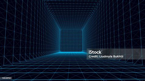 3d 빈 와이어프레임 룸 그리드가 있는 사이버 공간의 가상 표면 미래 지향적인 디지털 관점 상자 벡터 기술 메쉬 스튜디오 가정의 방에 대한 스톡 벡터 아트 및 기타 이미지