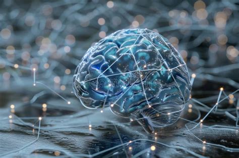 Stylized Digital Image Of A Glowing Human Brain With Neural Connections