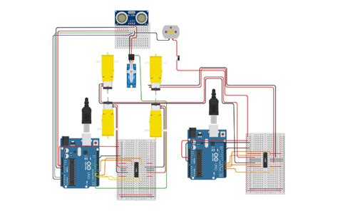 Circuit Design Mop Robot With Ultrasonic Tinkercad