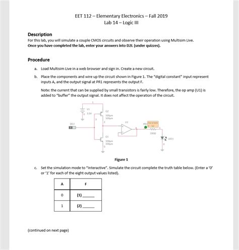 EET 112 Elementary Electronics Fall 2019 Lab 14 Chegg Com