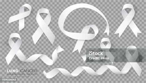폐암 인식의 달 투명 한 배경에 격리 된 흰색 색상 리본입니다 포스터에 대한 벡터 디자인 템플릿입니다 리본에 대한 스톡 벡터 아트 및 기타 이미지 Istock