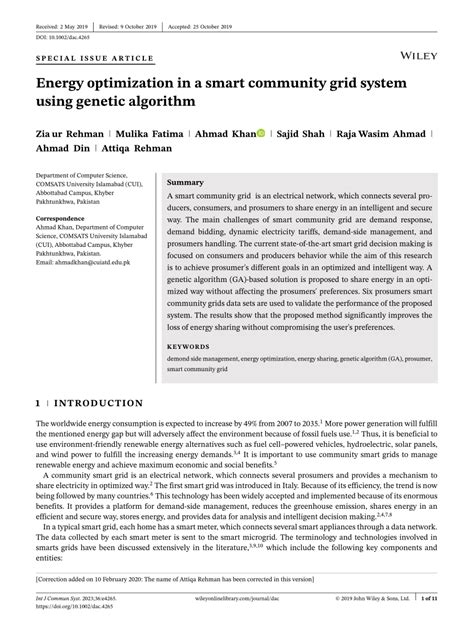 Energy Optimization In A Smart Community Grid System Using Genetic Algorithm Request Pdf