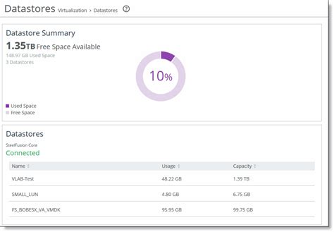 viewing virtualization datastore reports