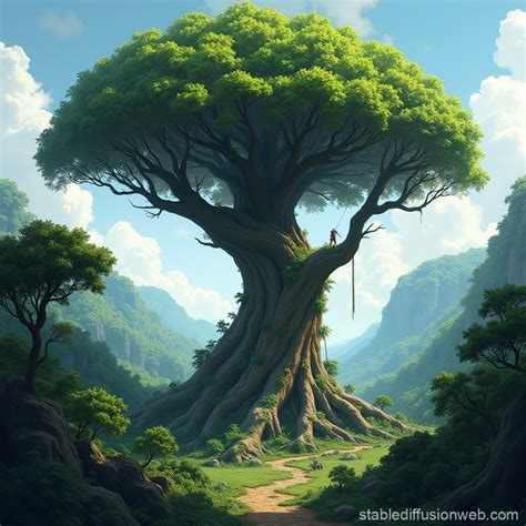 Fantasy RPG World Tree In Jungle Stable Diffusion Online