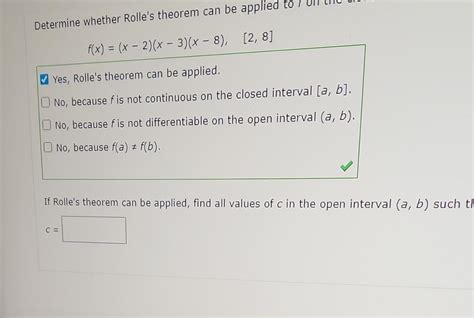 solved determine whether rolle s theorem can be applied to
