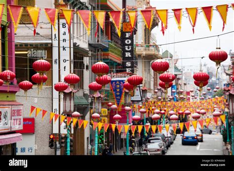 Usa California San Francisco Chinatown Chinese Street Lanterns