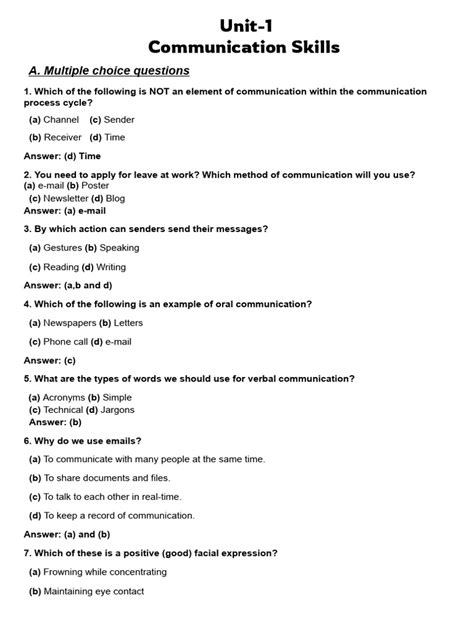 Unit 1 Communication Skills Class 10 Pdf Communication Interpersonal Communication