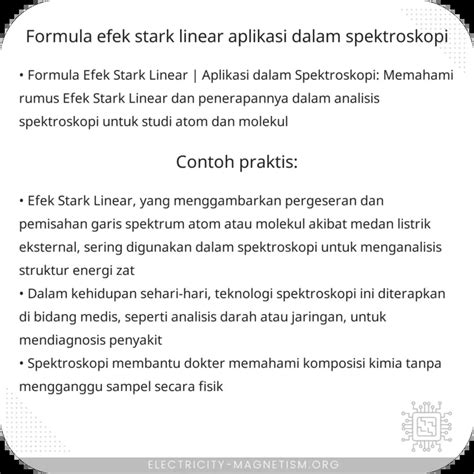 Formula Efek Stark Linear Aplikasi Dalam Spektroskopi Electricity Magnetism