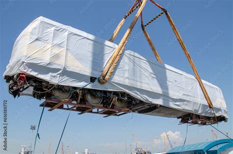 Unloading Operation Of Project Cargo With Port Heavy Lift Cranes A Crane On A Large Cargo Ship