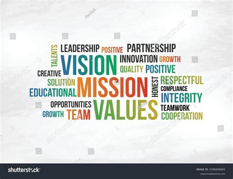 Vision Mission Values Abstract Colorful Typography Stock Vector
