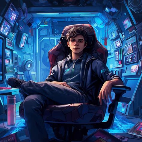 Premium Photo There Is A Man Sitting In A Chair In A Room With Many Monitors Generative Ai