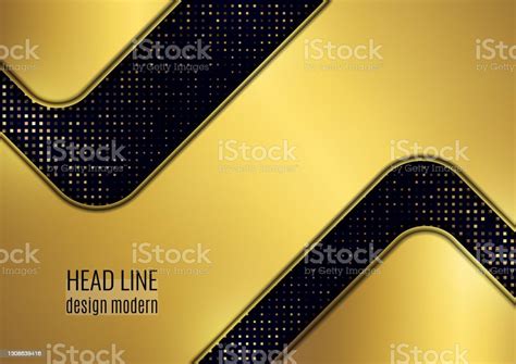 어두운 배경에 밝은 하프톤 점과 황금 기하학적 모양 고급 포스터 배경 템플릿 3d 광고 현대 그래픽 디자인 벡터 0명에 대한 스톡 벡터 아트 및 기타 이미지 Istock