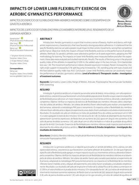 Pdf Impacts Of Lower Limb Flexibility Exercise On Aerobic Gymnastics