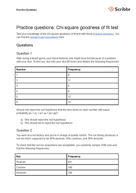 Practice Questions Chi Square Goodness Of Fit Test Examples Studocu