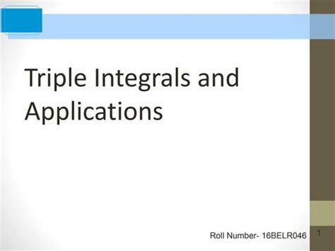 Applications Triple Integralspptx Physics Science