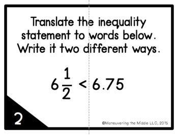 Comparing Rational Numbers Task Cards By Maneuvering The Middle