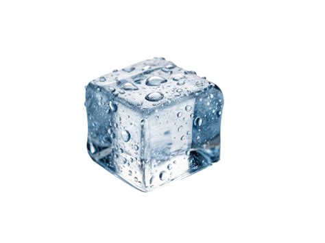Single Ice Cube Crystal Clear Cold Water Drops Frozen Refreshing