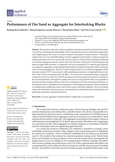 Pdf Performance Of Ore Sand As Aggregate For Interlocking Blocks