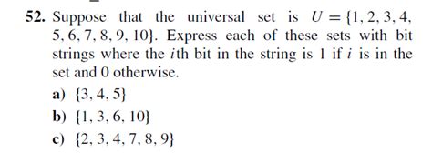 Solved 52 Suppose That The Universal Set Is U 1 2 34