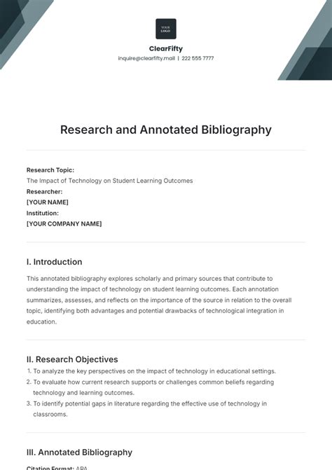 Free School Project Bibliography Template To Edit Online