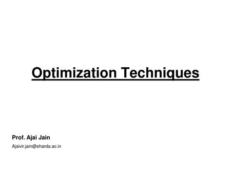 Ppt Optimization Techniques Powerpoint Presentation Free Download Id 3846741