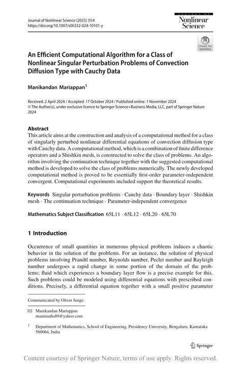 An Efficient Computational Algorithm For A Class Of Nonlinear Singular