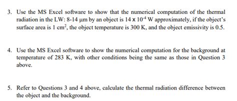 Solved Use The MS Excel Software To Show That The Chegg