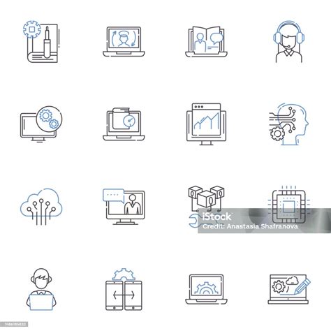 사이버 보안 라인 아이콘 모음입니다 암호화 방화벽 맬웨어 해킹 암호 피싱 취약성 벡터 및 선형 그림 침입 위반 안티 바이러스