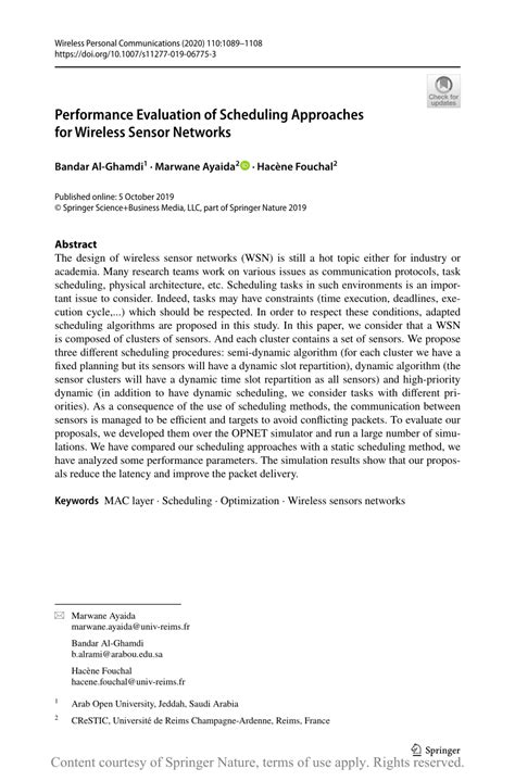 Performance Evaluation Of Scheduling Approaches For Wireless Sensor Networks Request Pdf