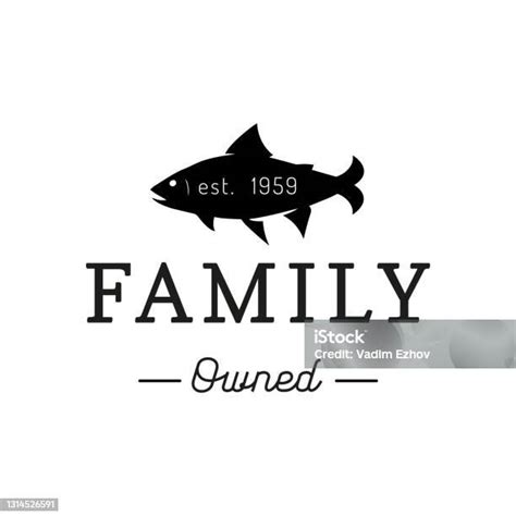 벡터에서 가족 소유 의 문자가있는 송어 수산 시장 포장 항아리 스티커 상점 라벨 레스토랑 농장용 해산물 엠블럼 배지에 대한 스톡 벡터 아트 및 기타 이미지 Istock