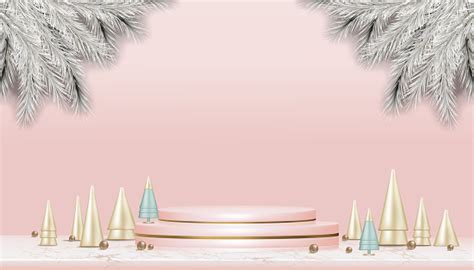 핑크 파스텔 배경에 크리스마스 또는 새해 모형 장면의 연단 디스플레이 대리석에 벡터 메쉬 3d 골드 실린더 스탠드 플랫폼 새해 복 많이 받으세요 2022 배경 무대 받침대