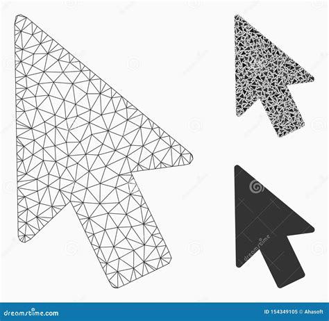 mouse pointer vector mesh wire frame model and triangle mosaic icon