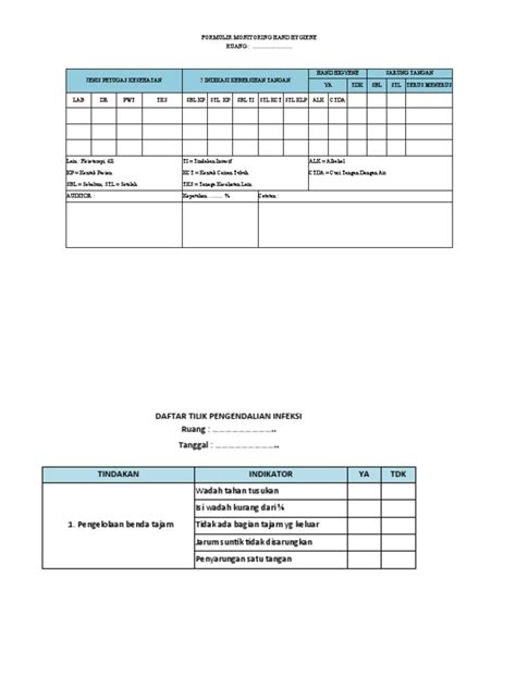 Formulir Monitoring Hand Hygiene Pdf
