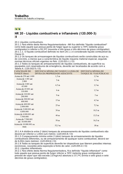 Nr 20 SeguranÇa Do Trabalho Nr 20 Líquidos Combustíveis E