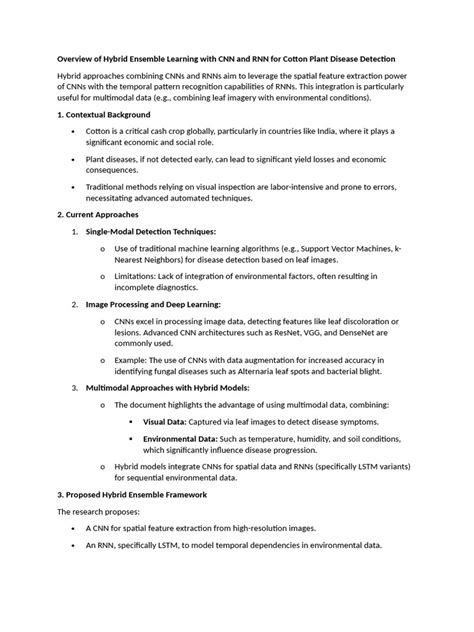 Overview Of Hybrid Ensemble Learning With Cnn And Rnn For Cotton Plant