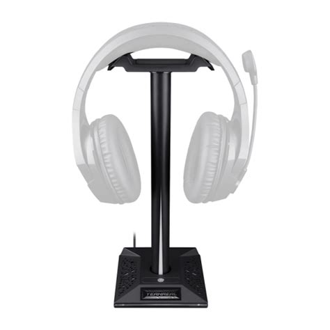 데스크탑 수직 Rgb 조명 듀얼 Usb 포트 헤드셋 스탠드 검은 색