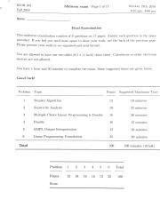 Fall Midterm Solutions IEOR Midterm Exam Page F October